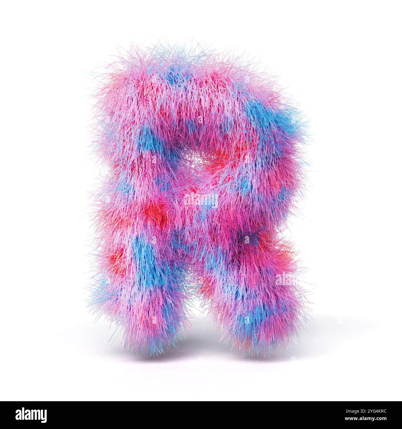 Blue pink fur font Letter R 3D rendering illustration isolated on white ...