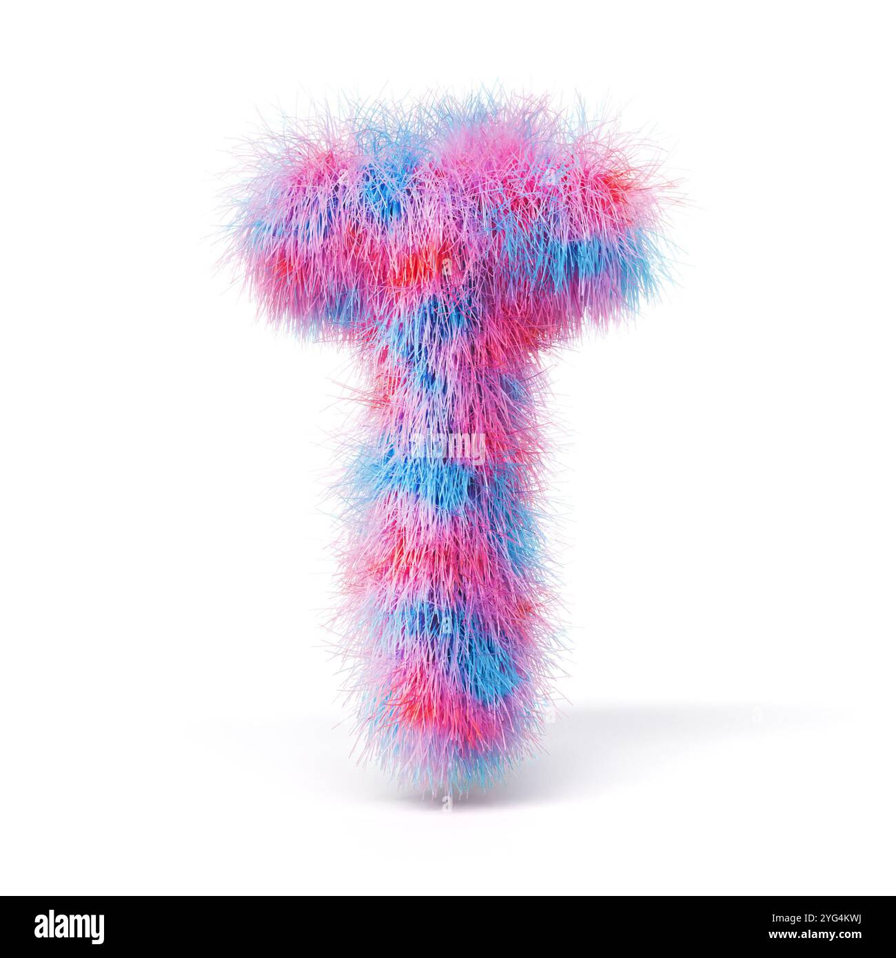 Blue pink fur font Letter T 3D rendering illustration isolated on white background Stock Photo ...