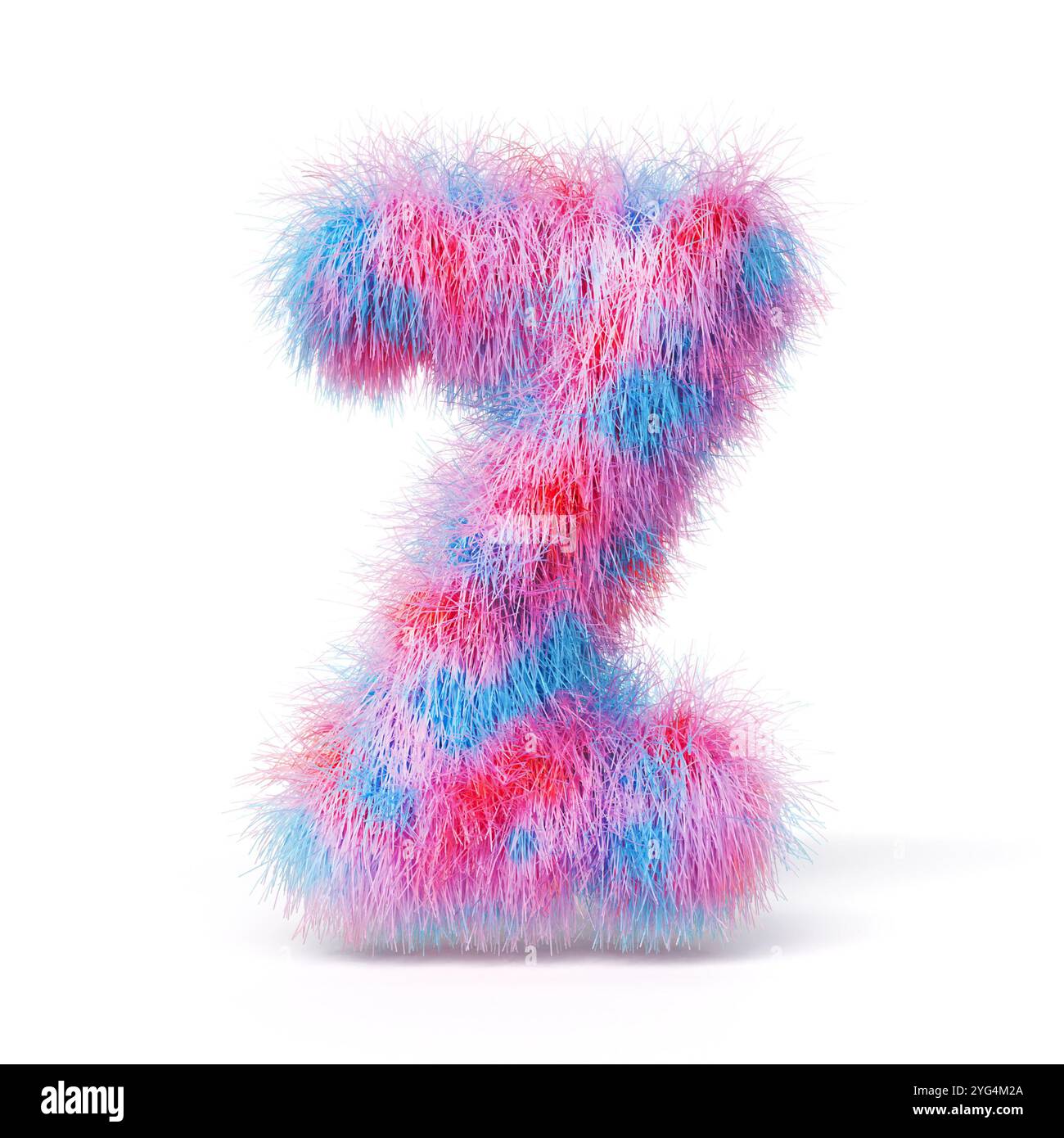 Blue pink fur font Letter Z 3D rendering illustration isolated on white ...