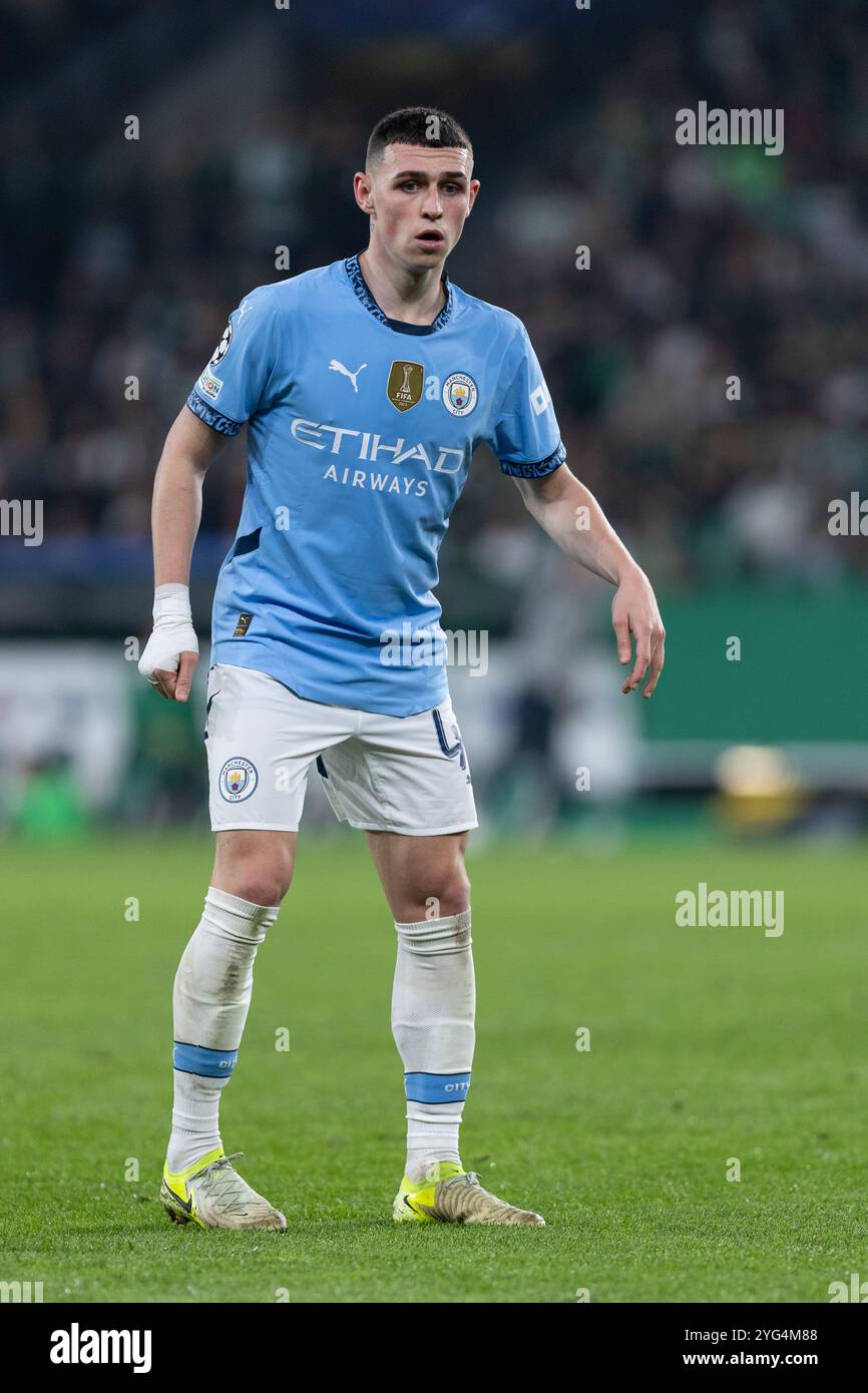 November 05, 2024. Lisbon, Portugal. Manchester City's forward from ...