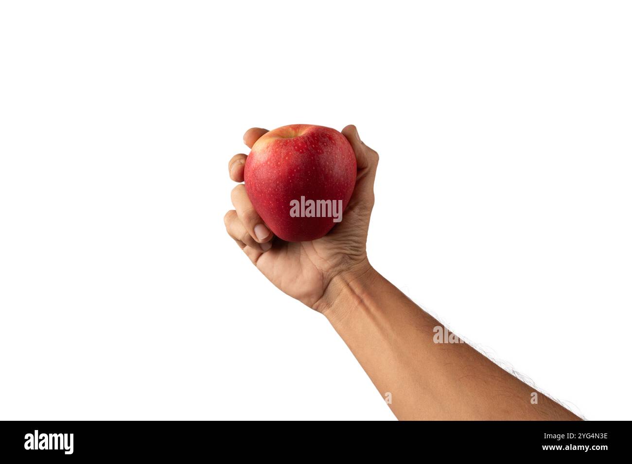 Male hand holding a red apple isolated on white background Stock Photo ...