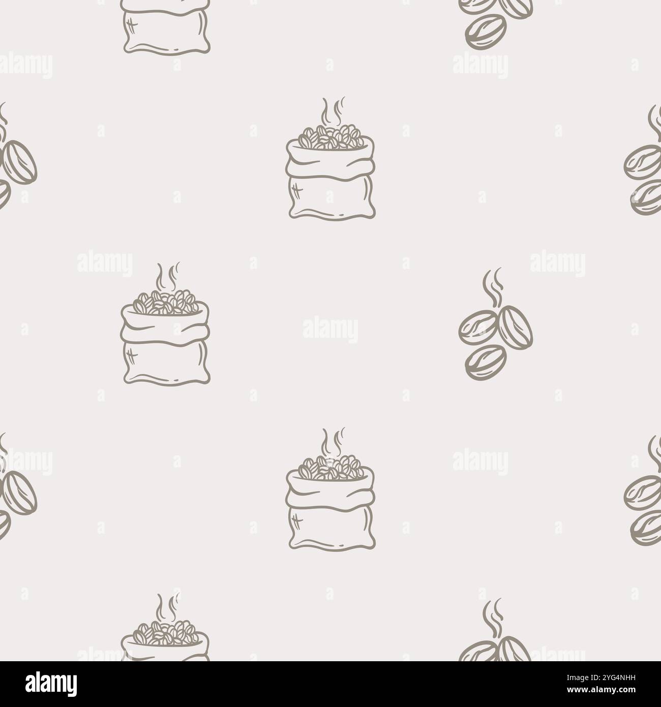 Simple black and white seamless pattern with coffee beans and bag ...