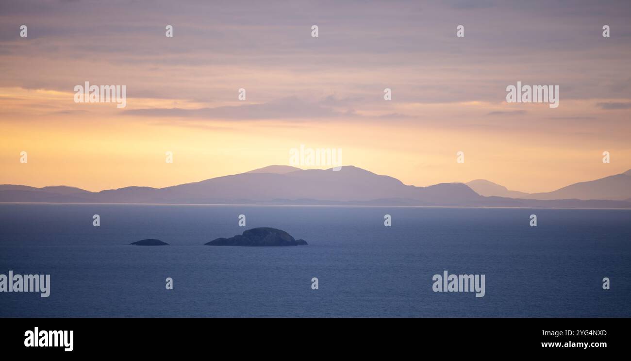A view across the Minch to the outer hebrides from the northern point ...