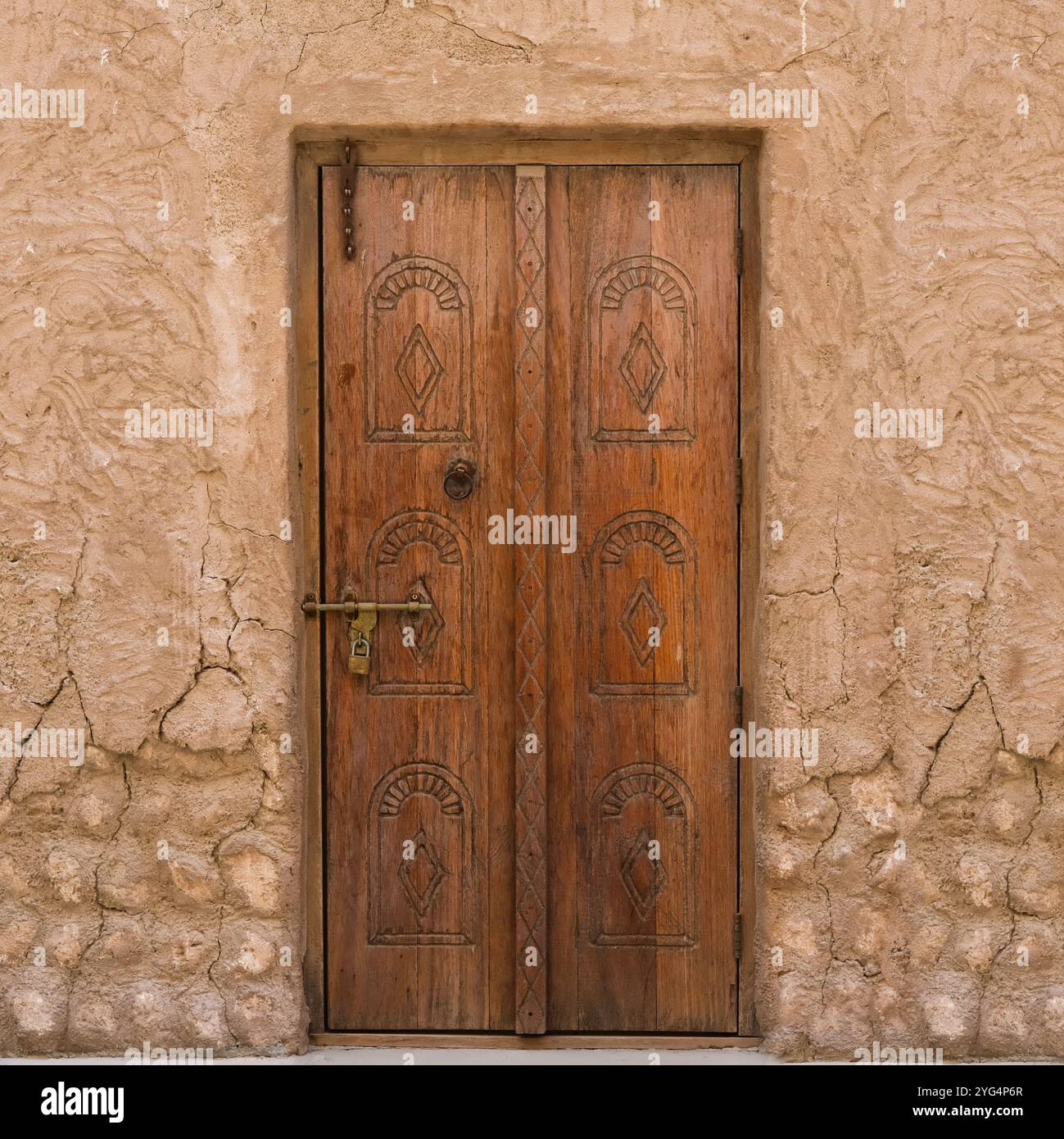 Middle eastern vintage traditional wooden front door, weathered with ...