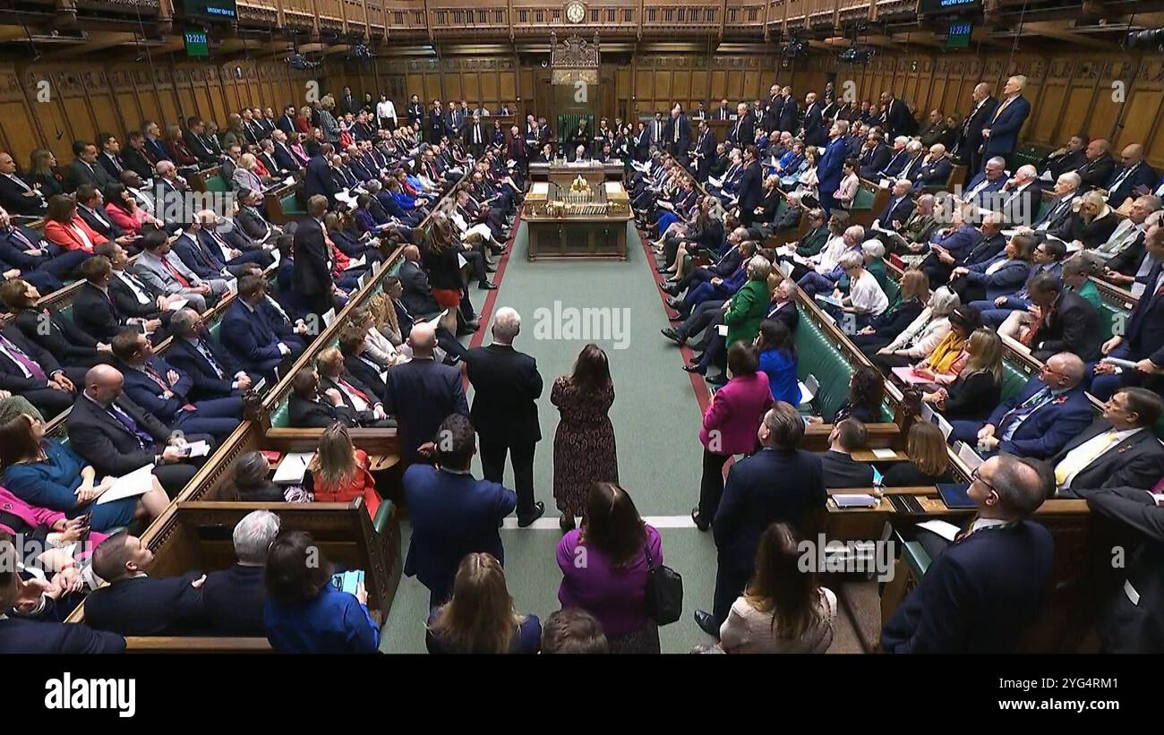 Screen grab of MPs during Prime Minister's Questions in the House of ...
