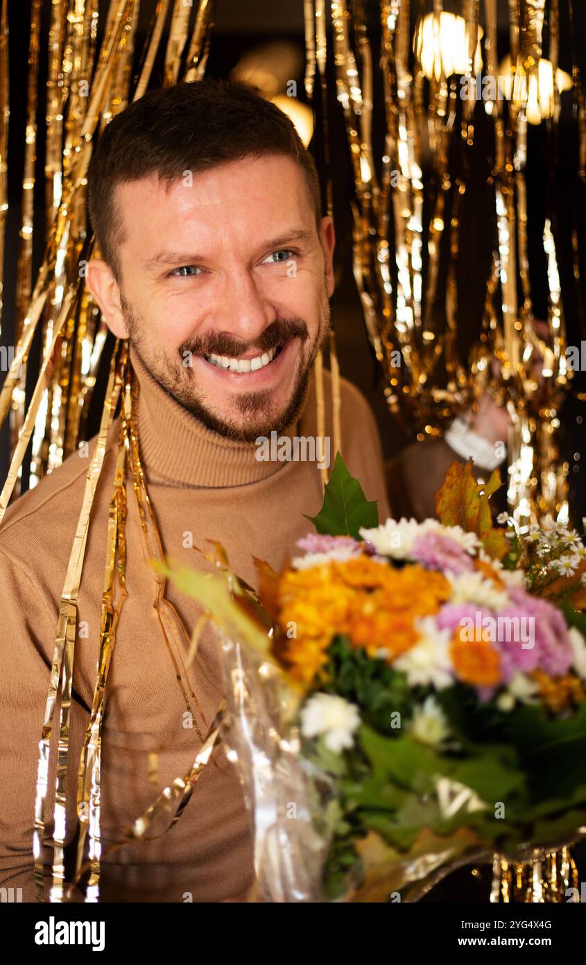 Romantic young guy bouquet hi-res stock photography and images - Alamy