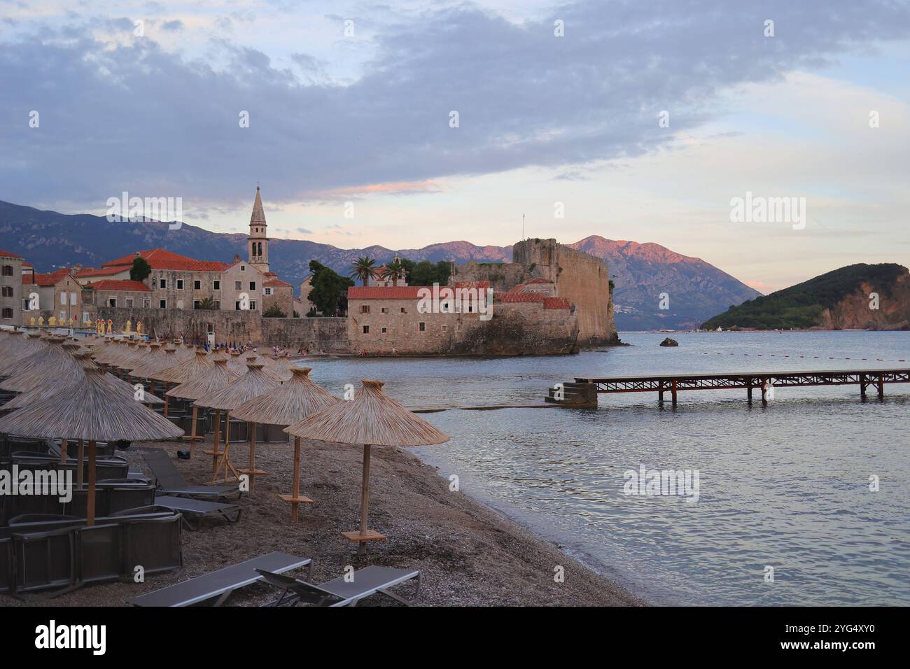 Old mediterranean coastal town with characteristic citadel and walls ...