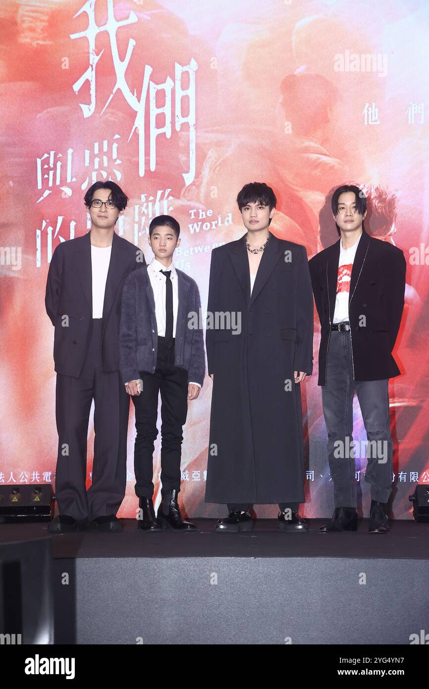TAIPEI, CHINA - NOVEMBER 6, 2024 - Screenwriter Shih-yuan Lu, director Chunyang Lin, Vic Chou ...