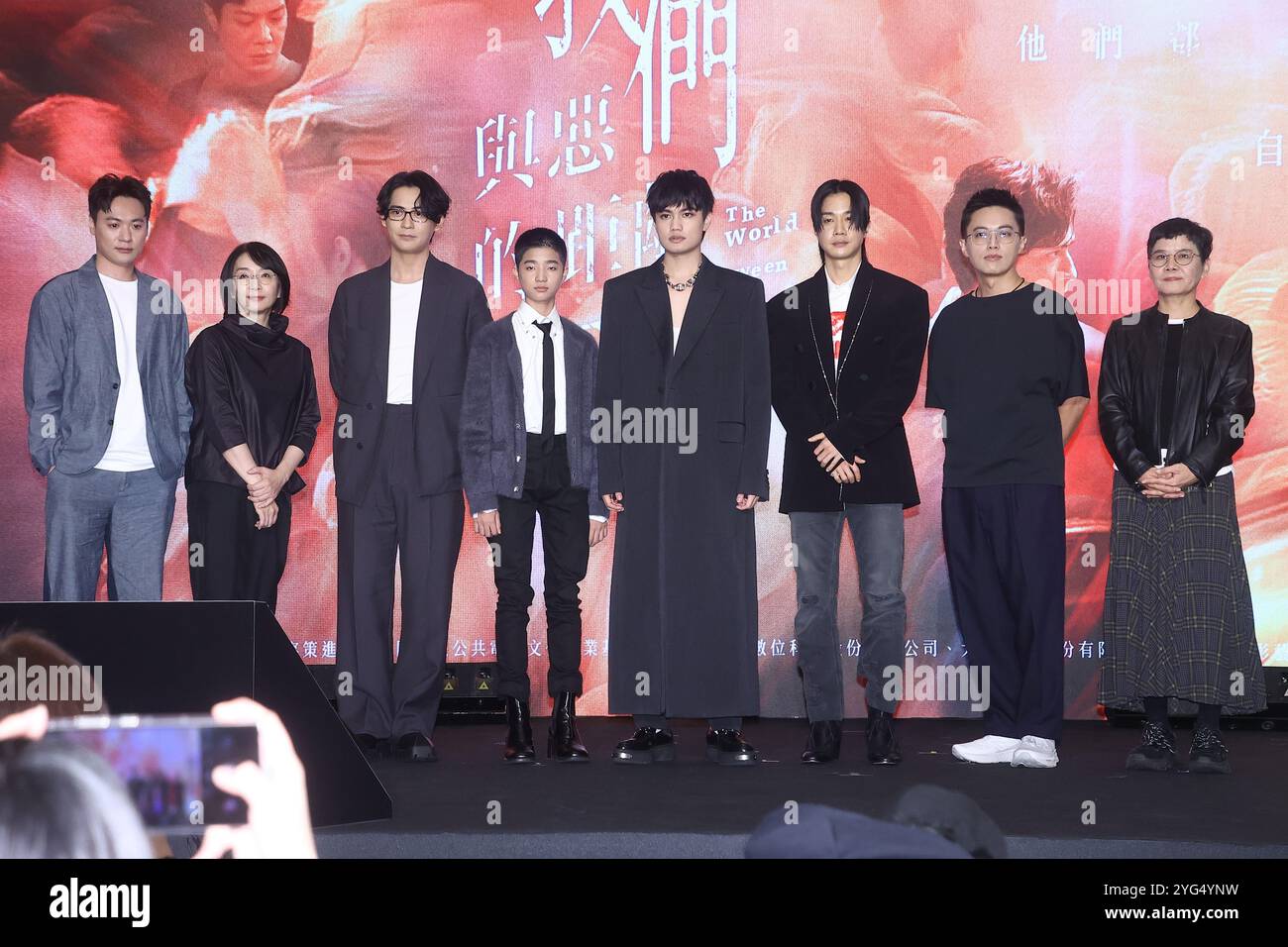 TAIPEI, CHINA - NOVEMBER 6, 2024 - Screenwriter Shih-yuan Lu, director Chunyang Lin, Vic Chou ...