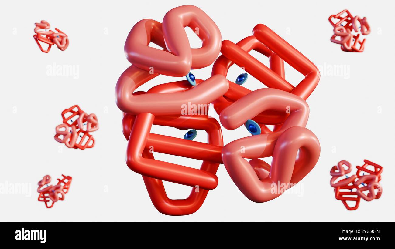 3d rendering of hemoglobin is a complex protein composed of four ...