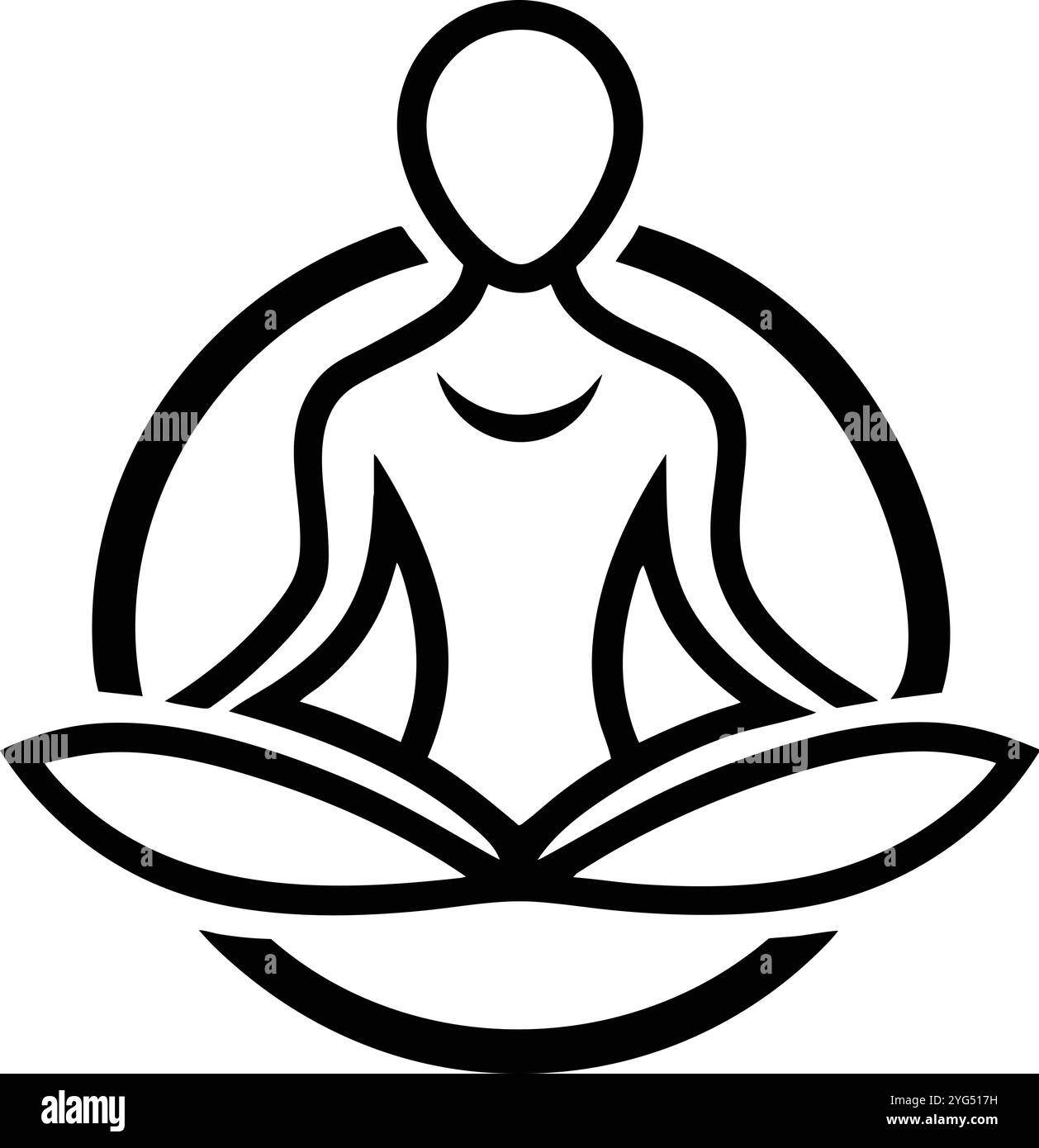 Simple meditation logo featuring a seated figure in a lotus position ...