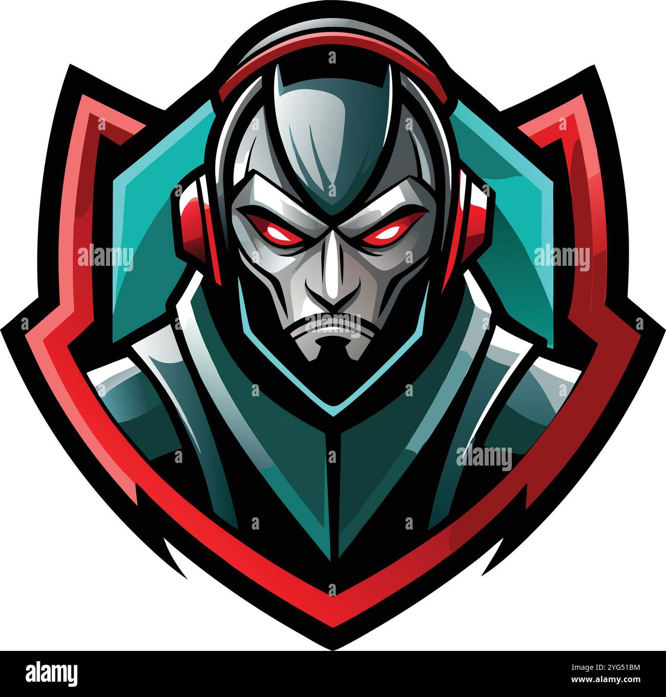 A dynamic gaming team logo featuring a fierce, armored character with ...