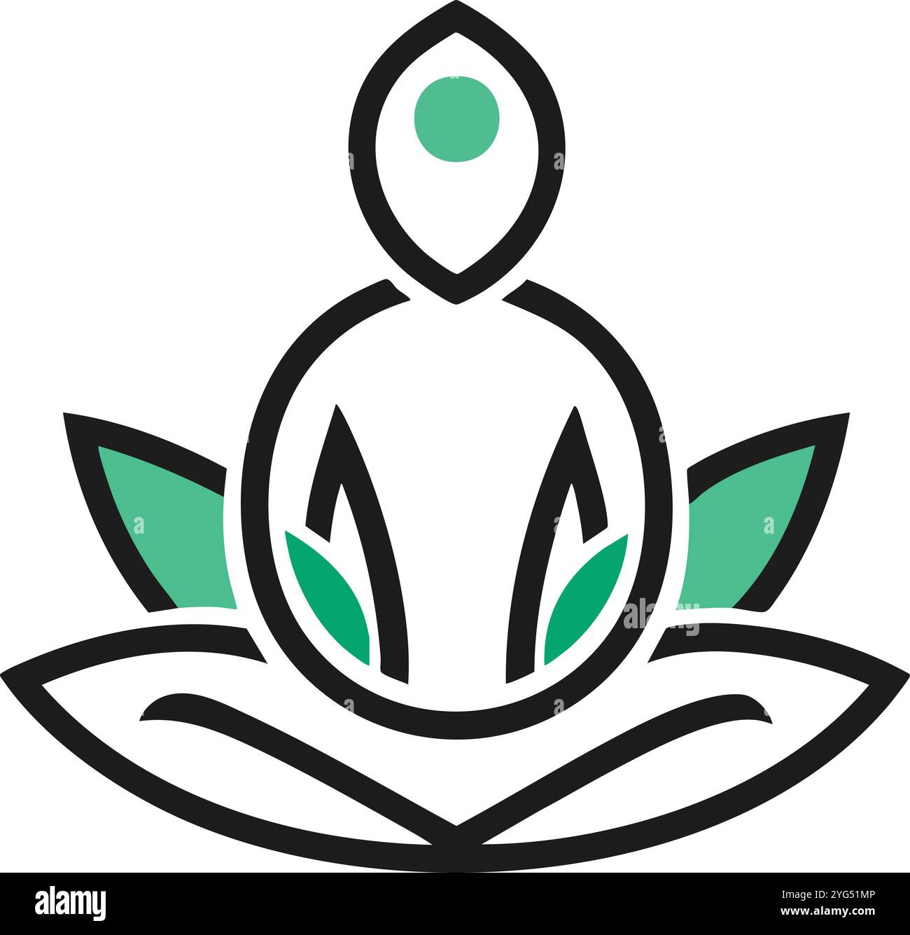 A minimalist meditation logo featuring a lotus and serene figure ...