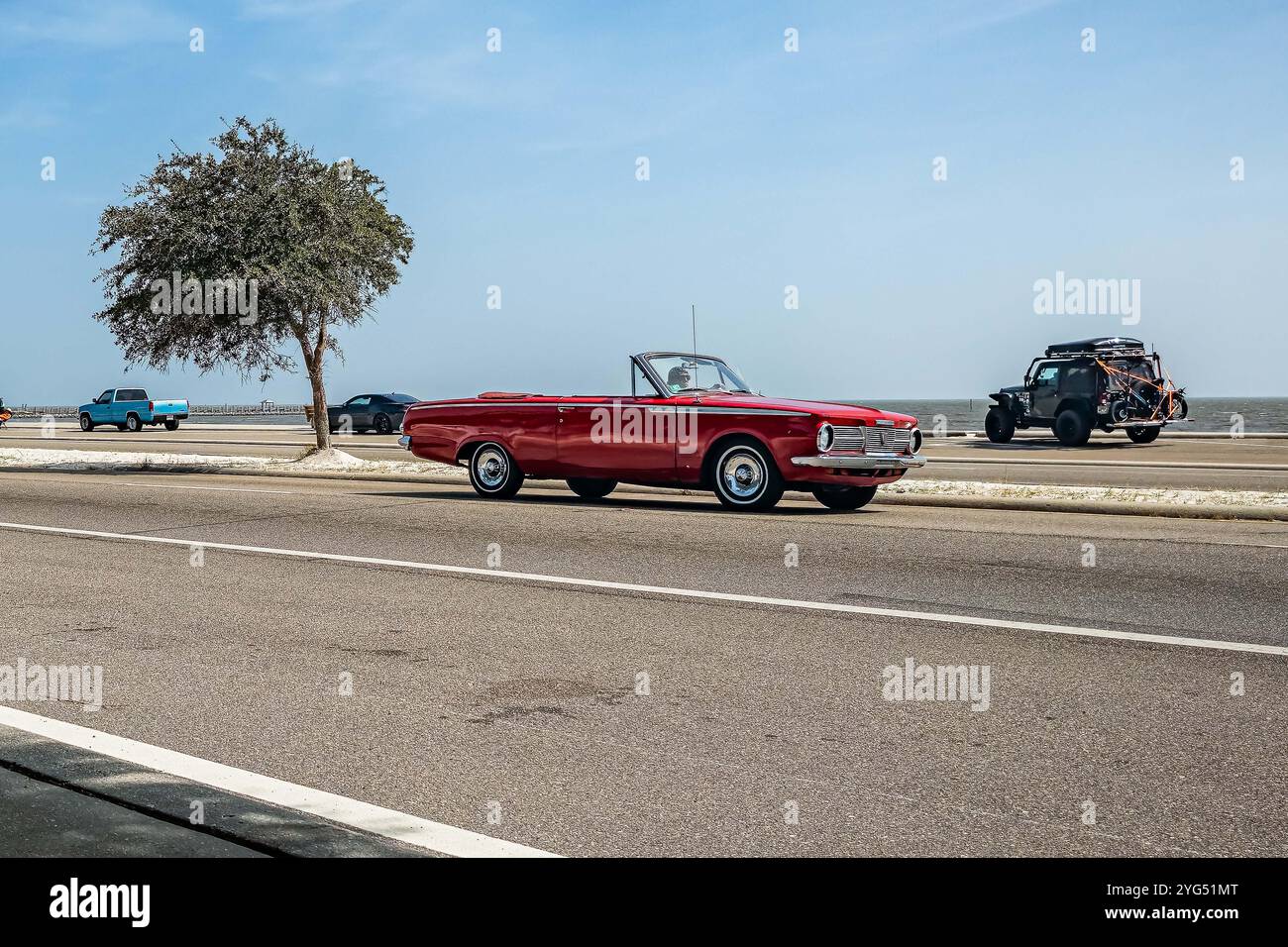 Gulfport, MS - October 04, 2023: Wide angle front corner view of a 1965 ...