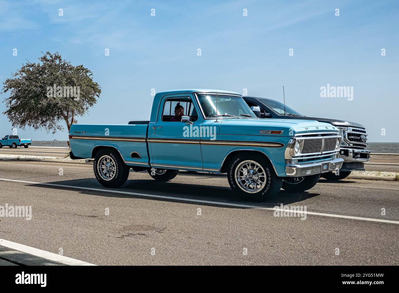 Gulfport, MS - October 04, 2023: Wide angle front corner view of a 1971 ...