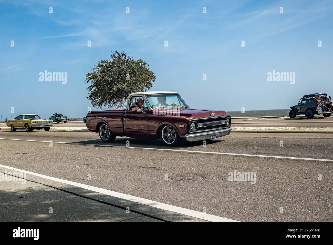 Gulfport, MS - October 04, 2023: Wide angle front corner view of a 1969 ...