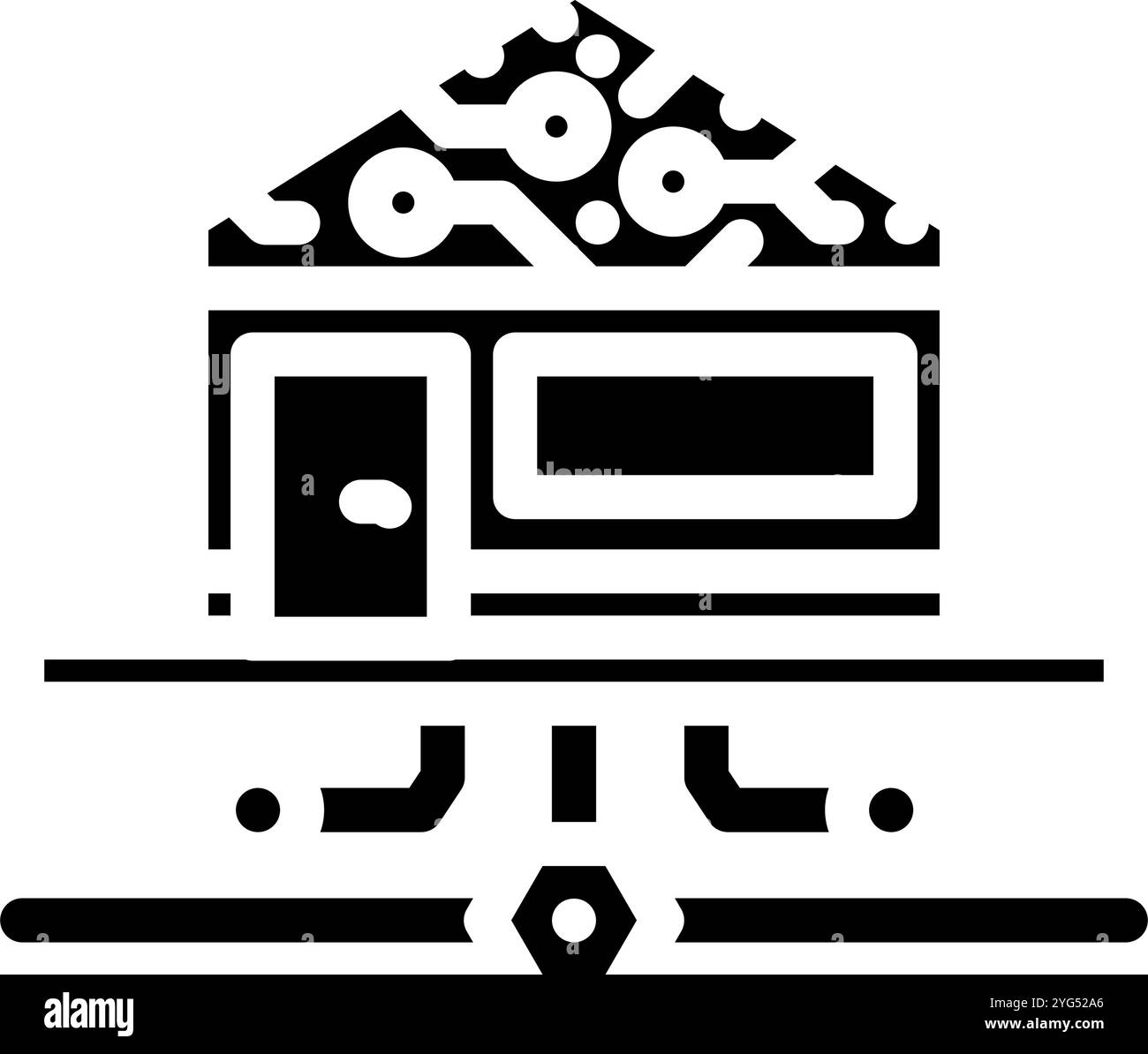 smart technology green building glyph icon vector illustration Stock ...