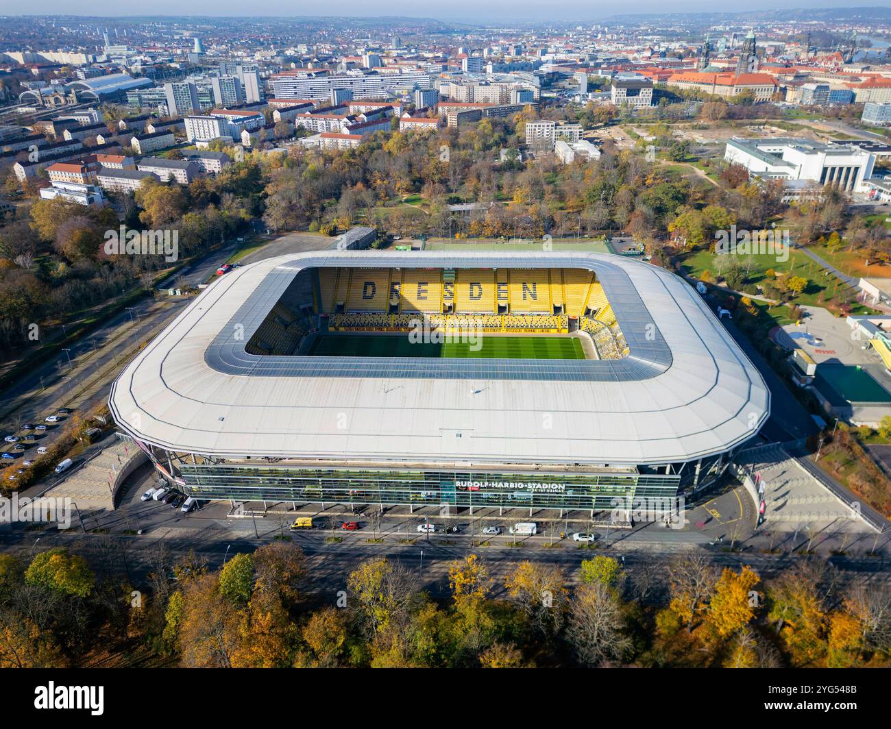 Luftbild Rudolf Harbig Stadion, Heimstätte von Fußballclub Dynamo ...