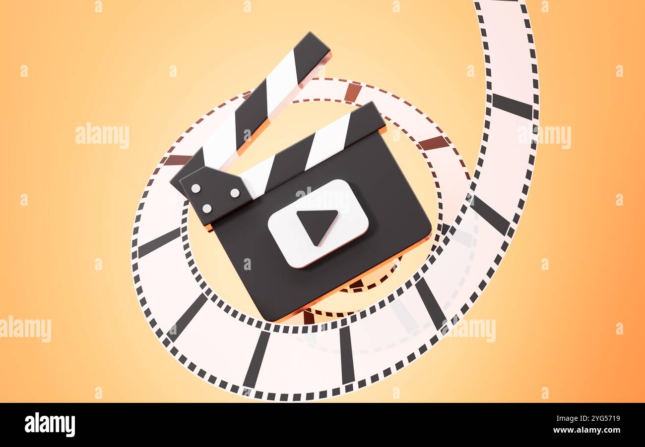 Cartoon clapper board model, 3d rendering. 3d illustration Stock Photo ...
