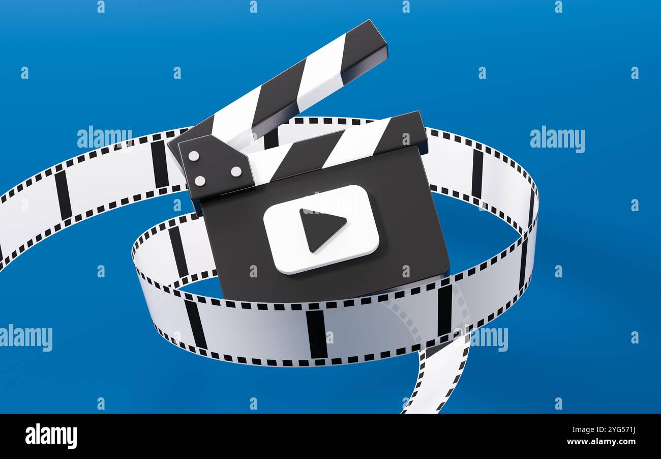 Cartoon clapper board model, 3d rendering. 3d illustration Stock Photo ...