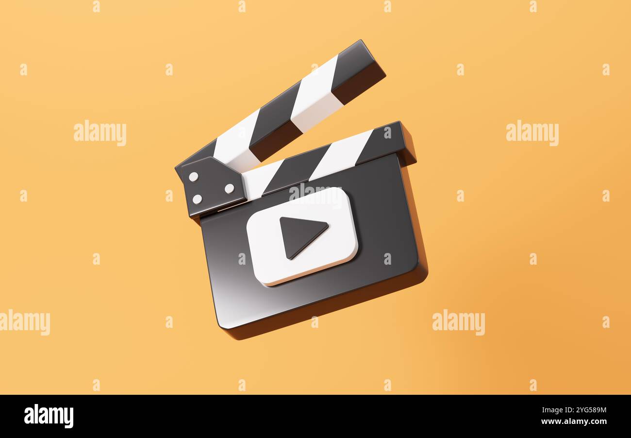 Cartoon clapper board model, 3d rendering. 3d illustration Stock Photo ...