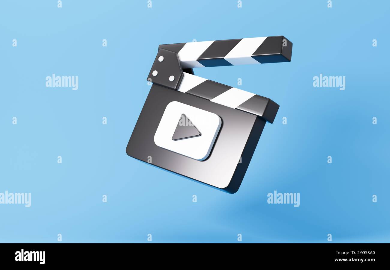 Cartoon clapper board model, 3d rendering. 3d illustration Stock Photo ...