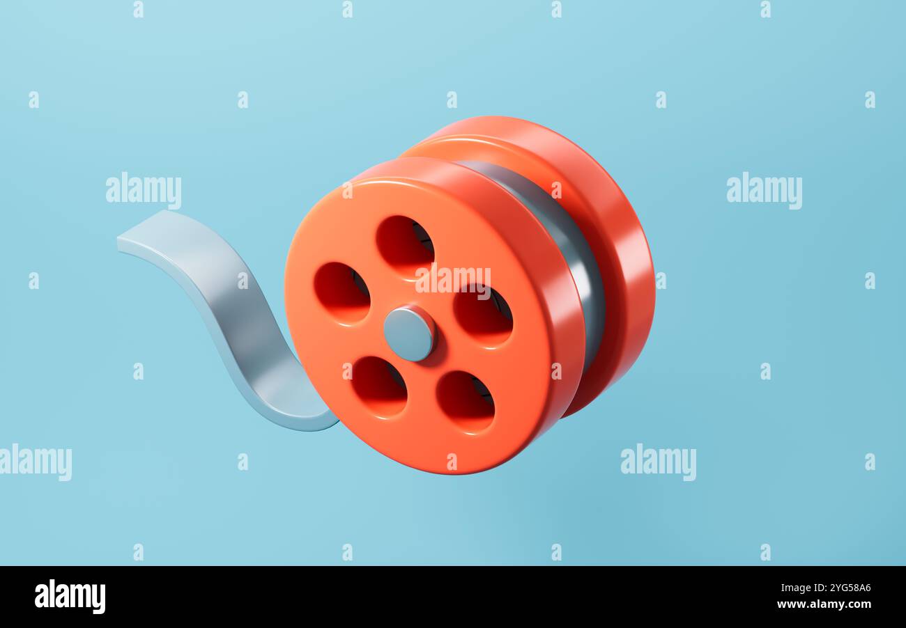 Cartoon film reel model, 3d rendering. 3d illustration Stock Photo - Alamy