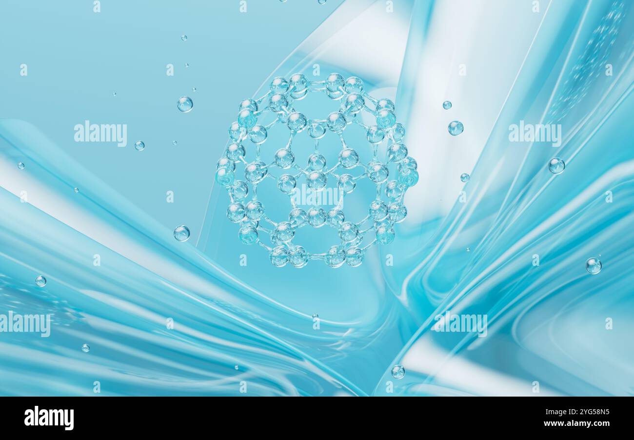 Spherical molecular structure with glass background, 3d rendering. 3d ...