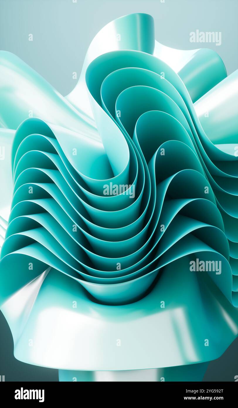 Cyan abstract curvy background, desktop wallpaper, 3d rendering. 3d ...