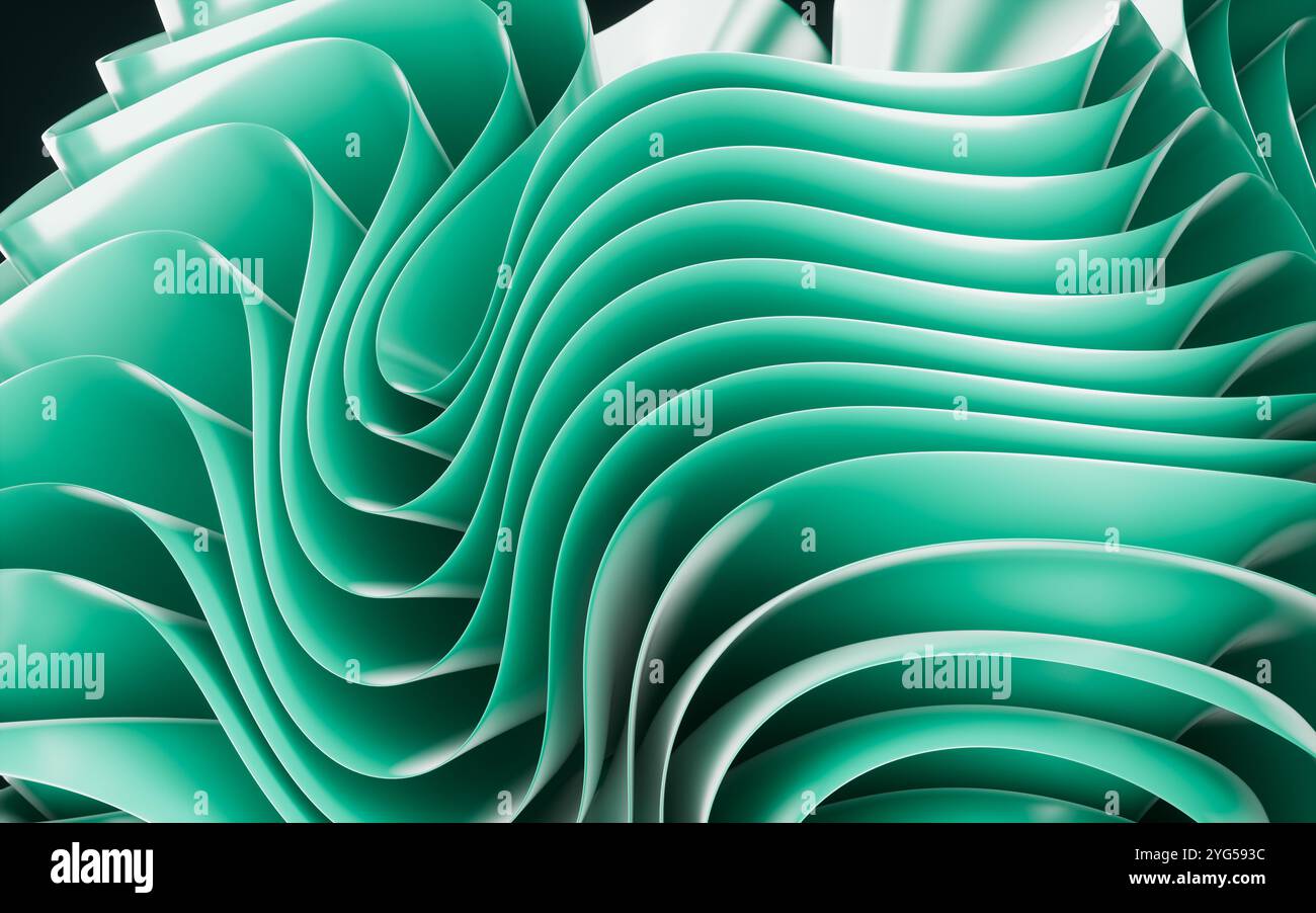 Cyan abstract curvy background, desktop wallpaper, 3d rendering. 3d ...