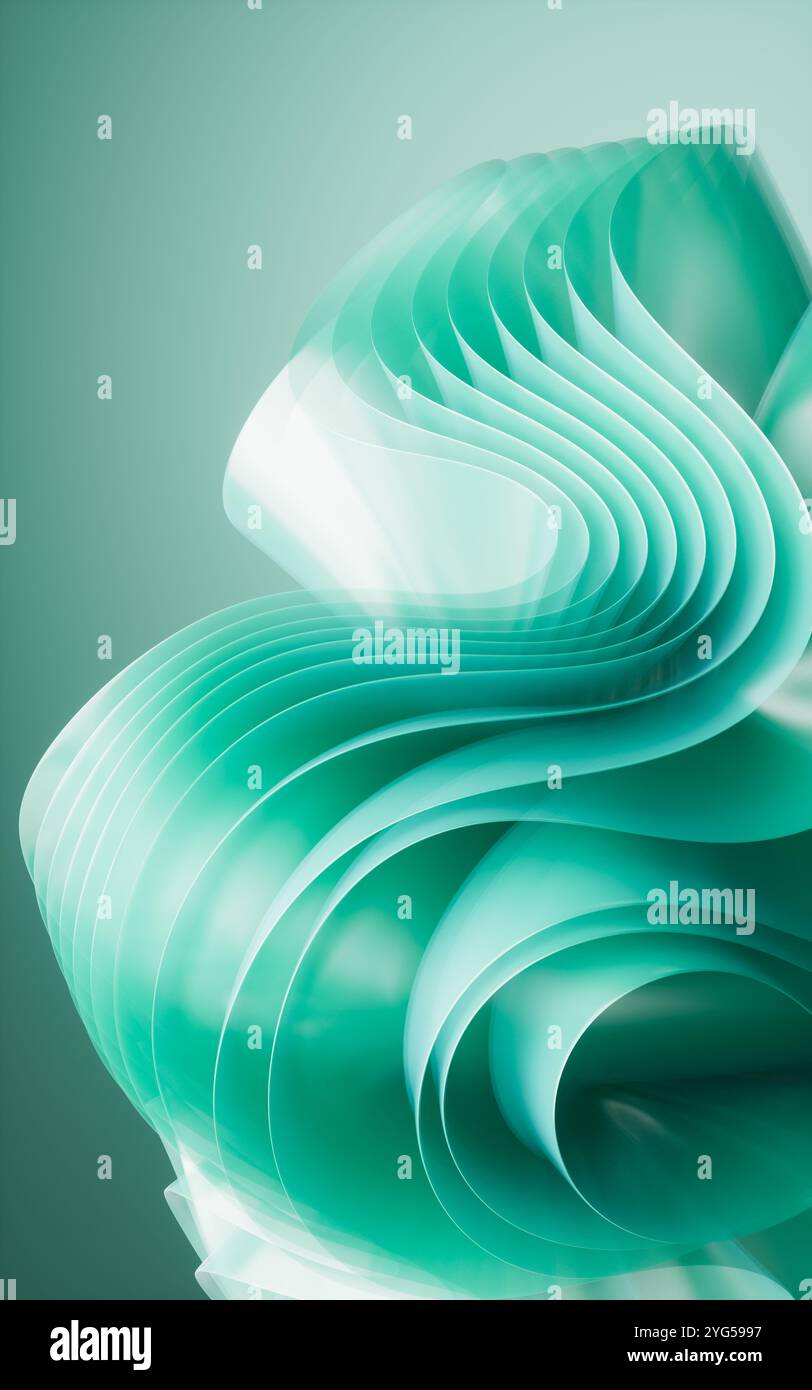 Cyan abstract curvy background, desktop wallpaper, 3d rendering. 3d ...