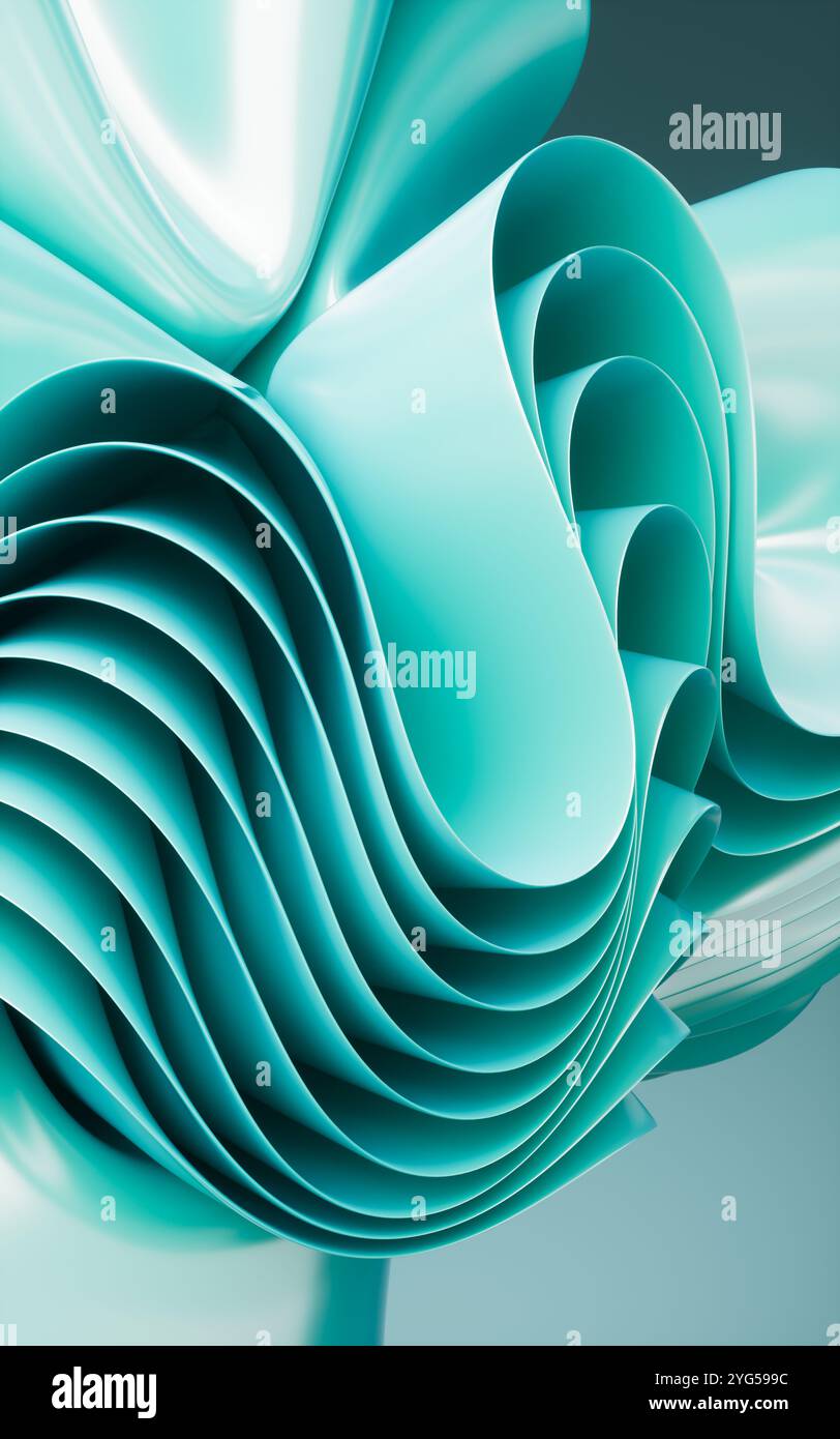 Cyan abstract curvy background, desktop wallpaper, 3d rendering. 3d ...