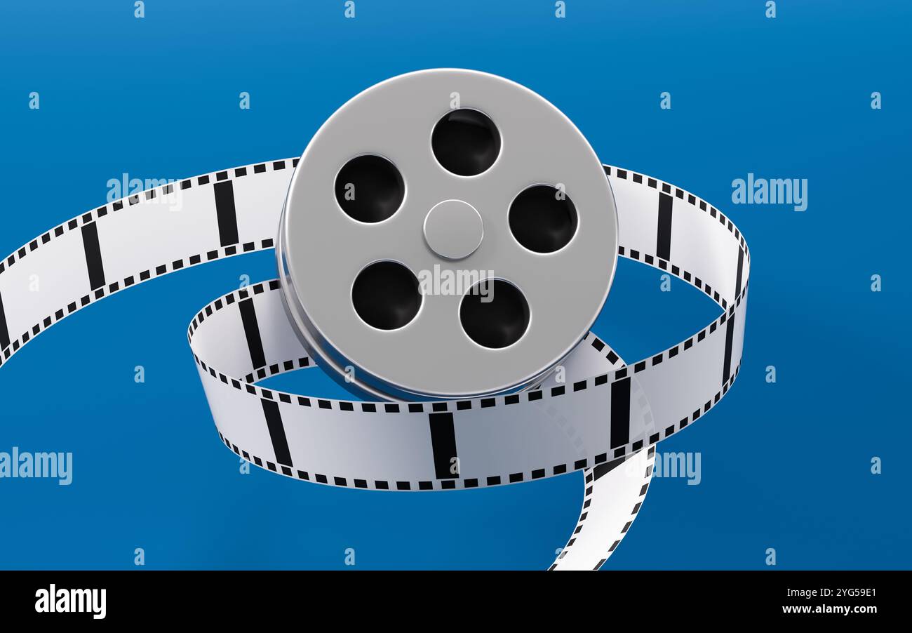 Cartoon film reel model, 3d rendering. 3d illustration Stock Photo - Alamy