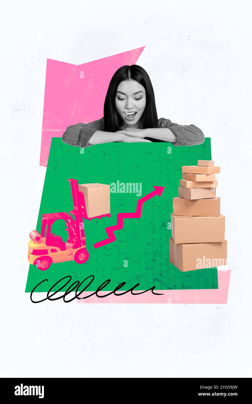 Composite trend artwork sketch image photo collage of shopping delivery ...