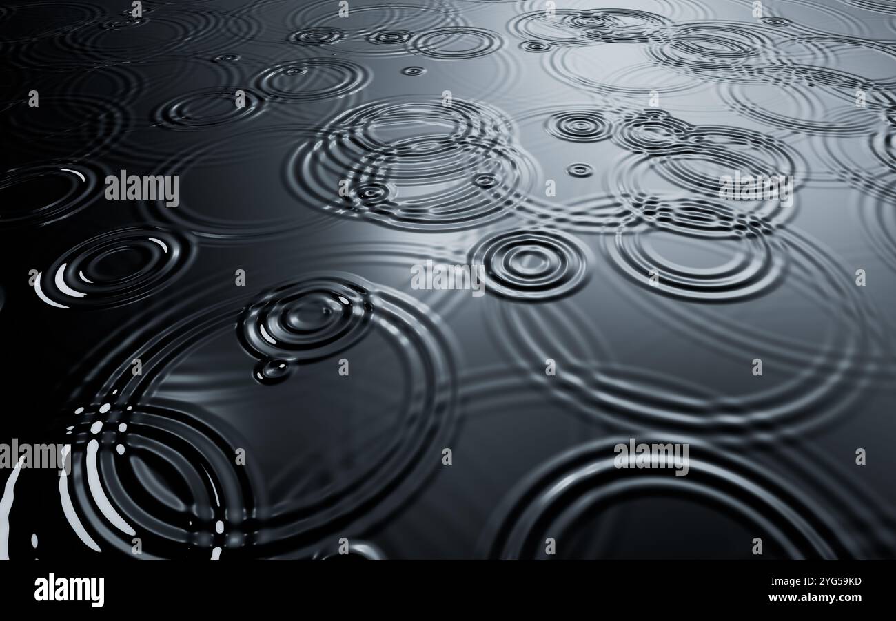 Water and raindrops, water surface background, 3d rendering. 3d ...