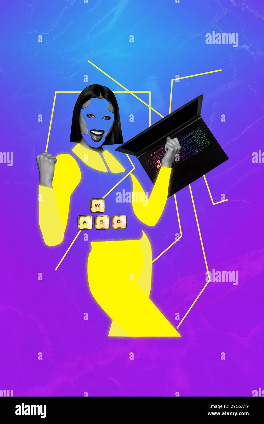 Composite trend artwork 3D sketch image photo collage of cyberspace ai ...