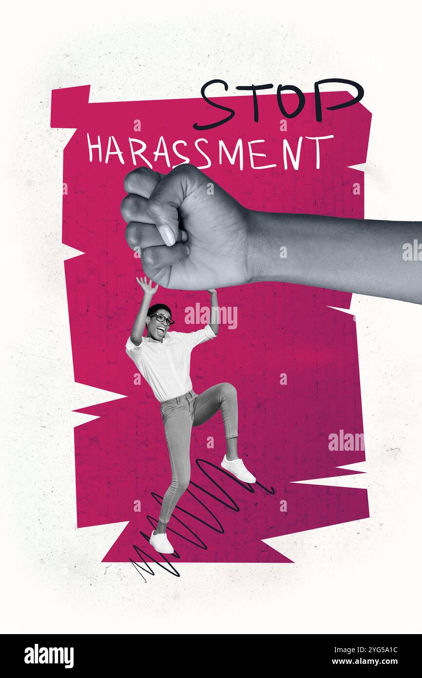 Composite trend artwork 3D sketch image photo collage of harassment ...