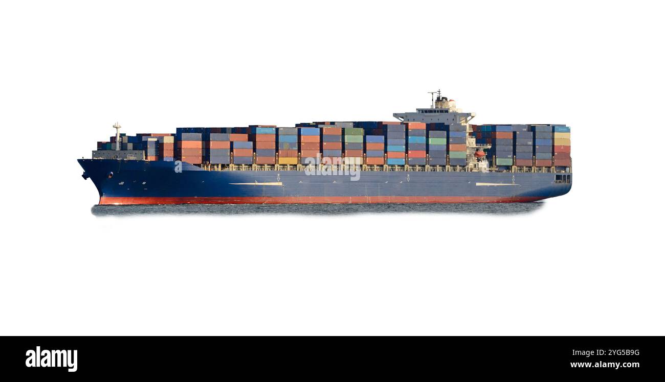 Shipping containers on large boat Cut Out Stock Images & Pictures - Alamy