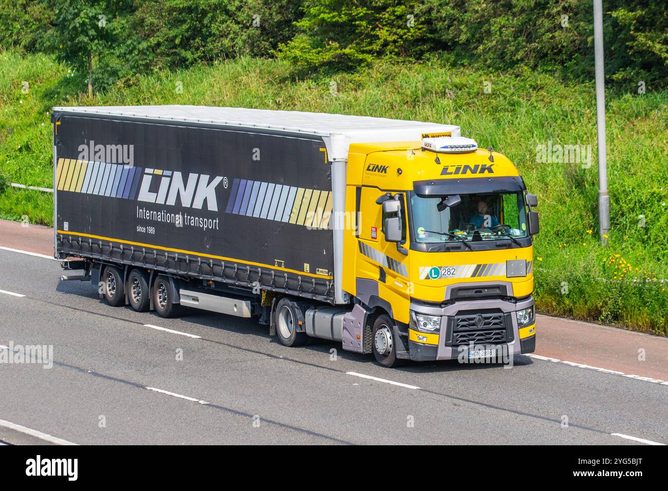 Link International Transport. Renault truck travelling on the M6 ...
