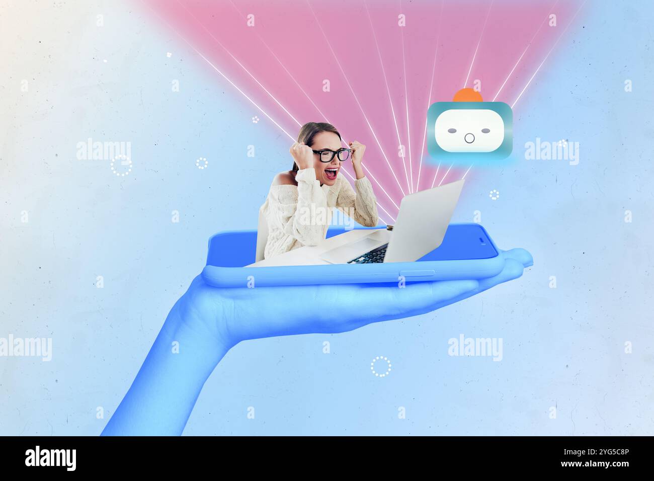 Composite trend artwork 3D sketch image collage of ai app artificial ...