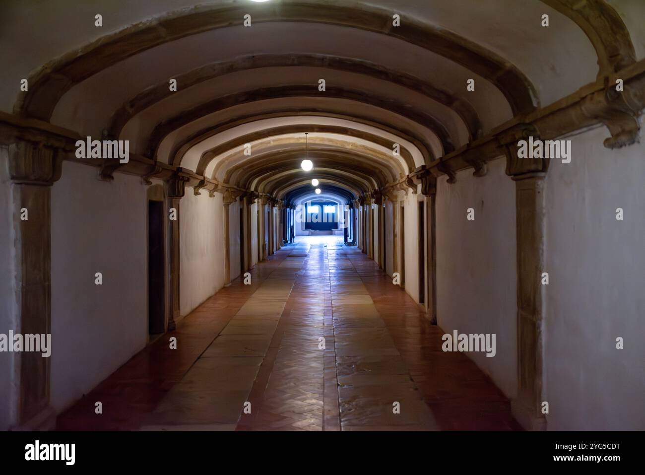 Typical long hallway in the medieval convent of tomar hi-res stock ...