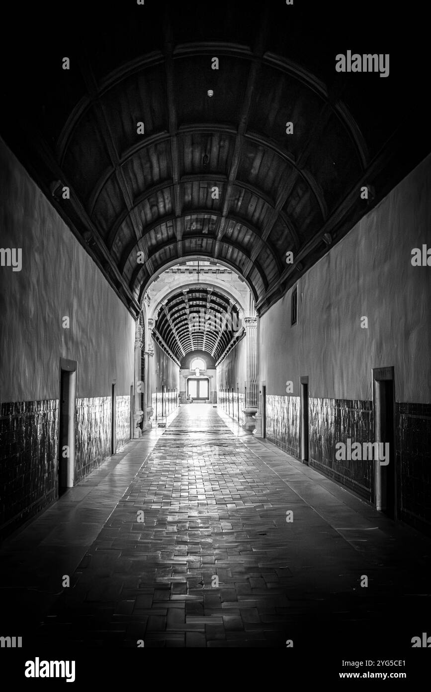 Typical long hallway in the medieval convent of tomar hi-res stock ...
