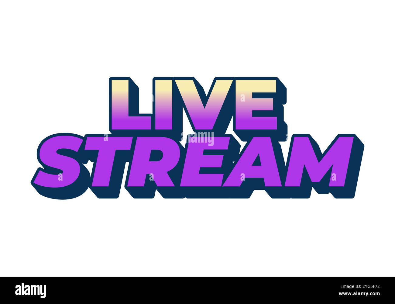 Live stream. Text effect design in 3D style with eye catching colors ...