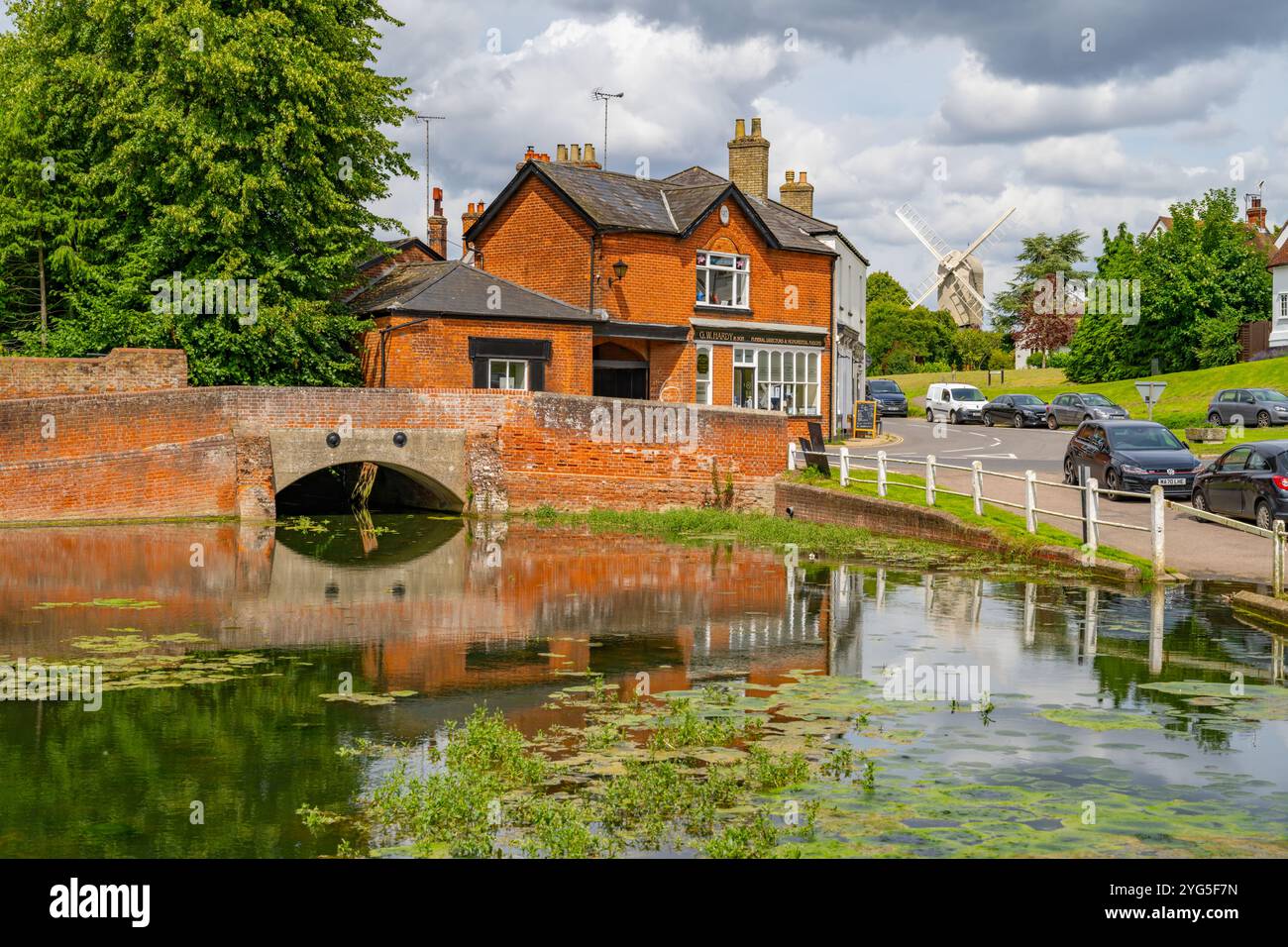 The windmill and pond at Finchingfield Essex Stock Photo - Alamy