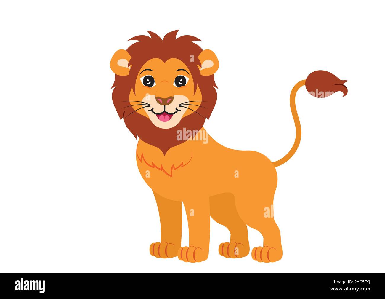 Cartoon Lion Vector Flat Designs, Isolated on White Background Stock ...