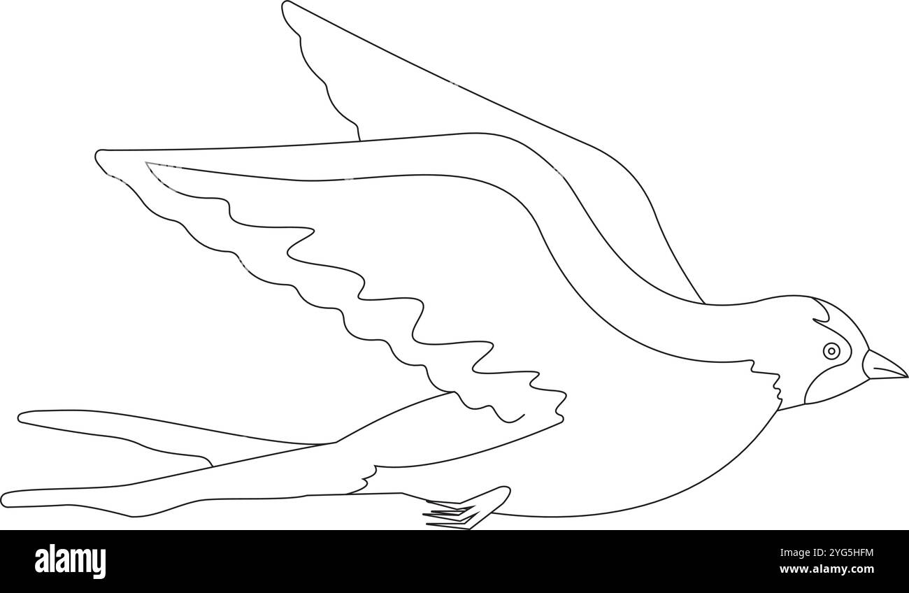 Black and White Swallow Bird Vector Flat Designs, Ideal for Coloring ...