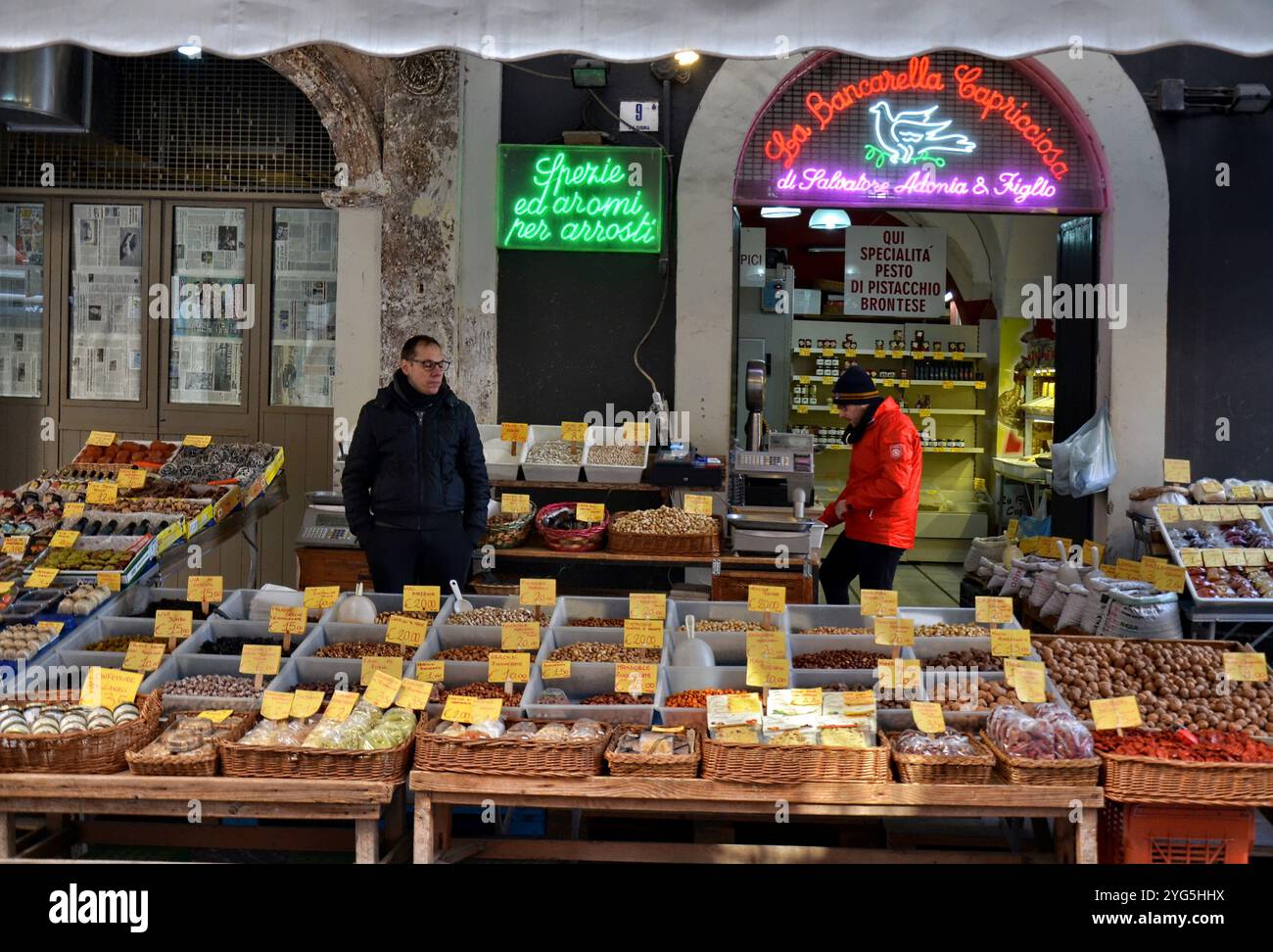 Traditional food market in Catania city, Sicily, Italy Stock Photo - Alamy