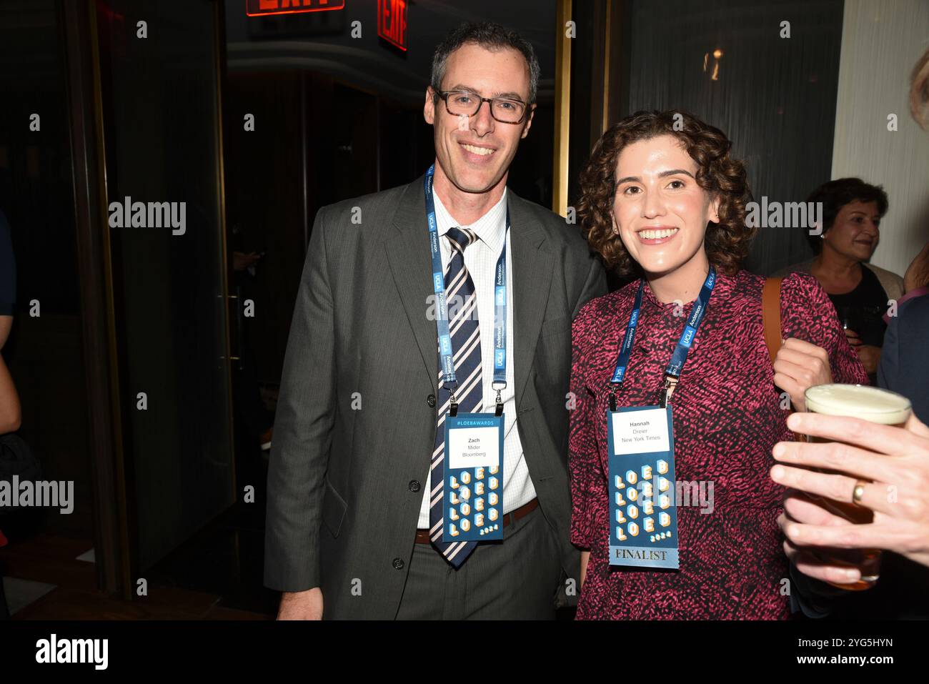 Zach Mider, Hannah Dreier during The 2024 Gerald Loeb Awards presented ...