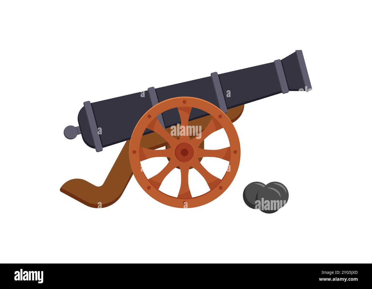 Ancient pirate cannon vector flat design isolated on white background ...