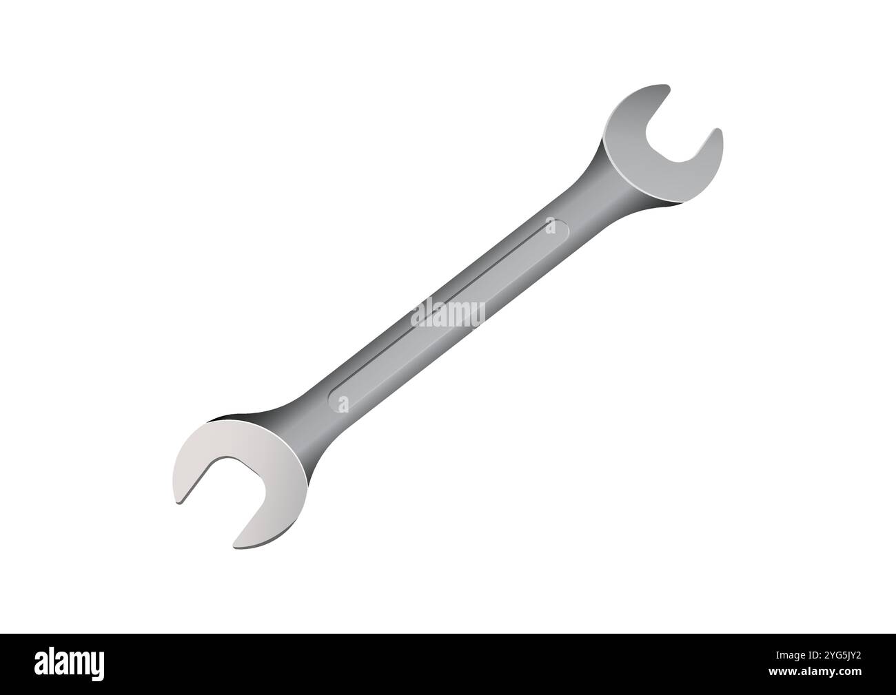 Realistic open ended spanner vector flat design isolated on white ...